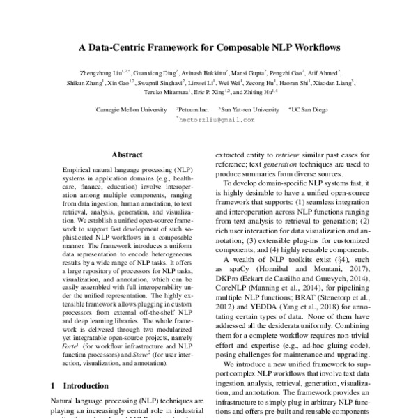 A Data Centric Framework For Composable Nlp Workflows Acl Anthology