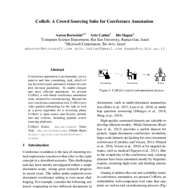 CoRefi: A Crowd Sourcing Suite for Coreference Annotation - ACL Anthology