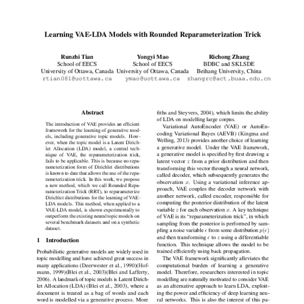 Learning Vae Lda Models With Rounded Reparameterization Trick Acl Anthology