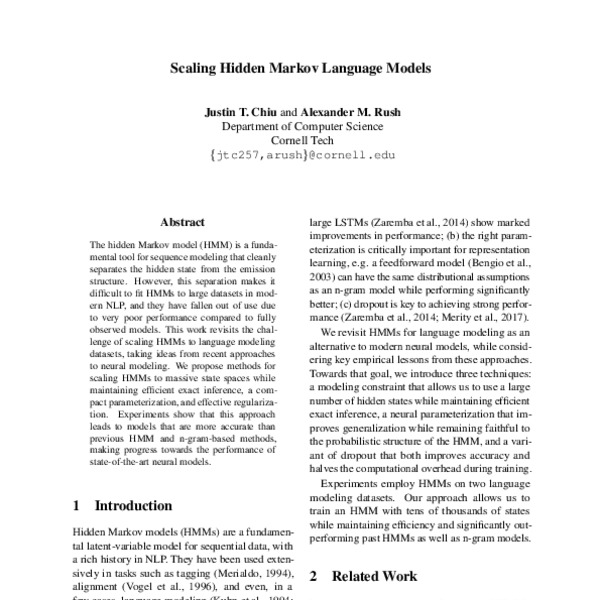 Scaling Hidden Markov Language Models Acl Anthology