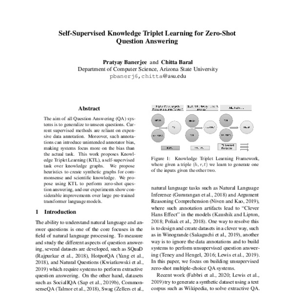 Self-Supervised Knowledge Triplet Learning for Zero-Shot Question Answering - ACL Anthology