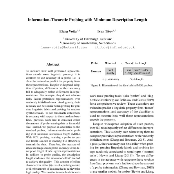 Information-Theoretic Probing with Minimum Description Length - ACL Anthology