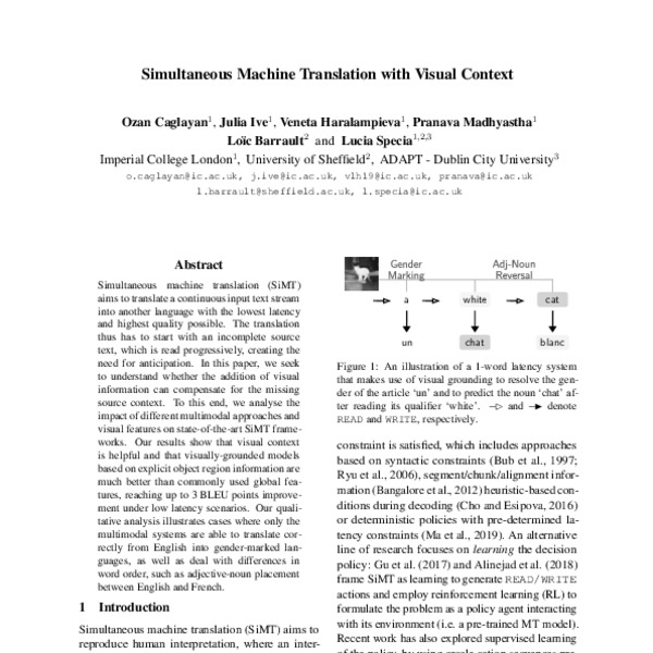 Simultaneous Machine Translation with Visual Context - ACL Anthology