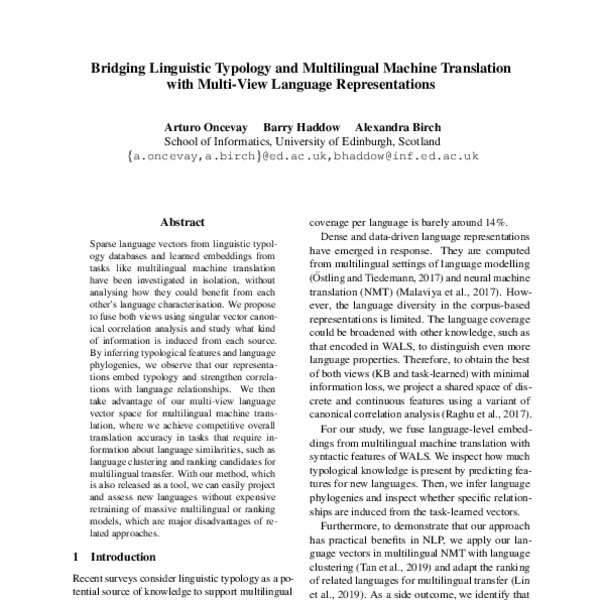 Bridging Linguistic Typology and Multilingual Machine Translation with Multi-View Language ...