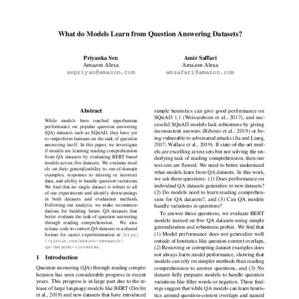 What do Models Learn from Question Answering Datasets? - ACL Anthology