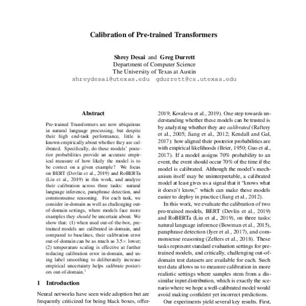 Calibration of Pre-trained Transformers - ACL Anthology