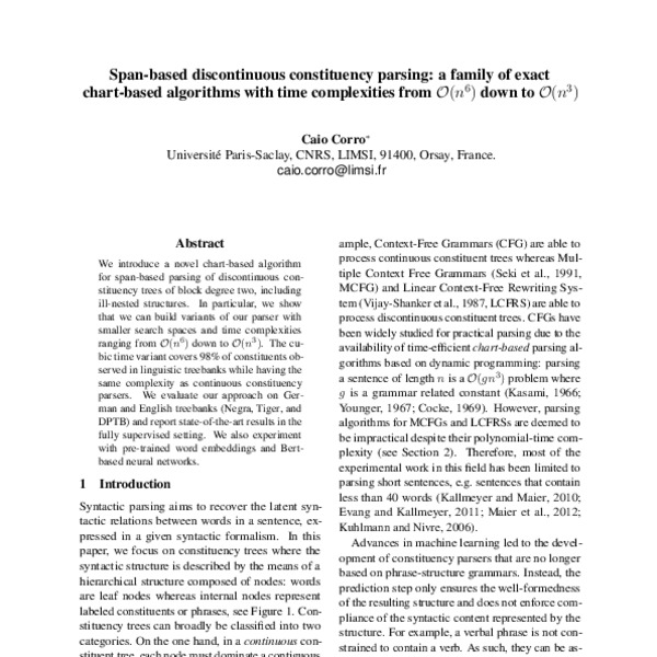 Span-based discontinuous constituency parsing: a family of exact chart-based algorithms with ...