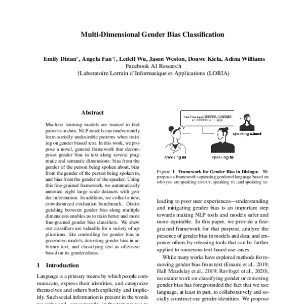 Multi-Dimensional Gender Bias Classification - ACL Anthology
