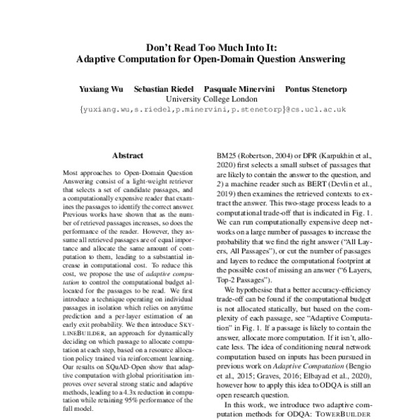 Don’t Read Too Much Into It: Adaptive Computation for Open-Domain Question Answering - ACL Anthology