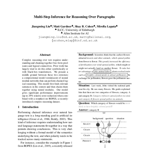 Multi-Step Inference for Reasoning Over Paragraphs - ACL Anthology