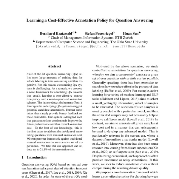 Learning a Cost-Effective Annotation Policy for Question Answering ...