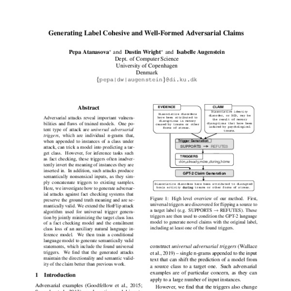 Generating Label Cohesive and Well-Formed Adversarial Claims - ACL Anthology