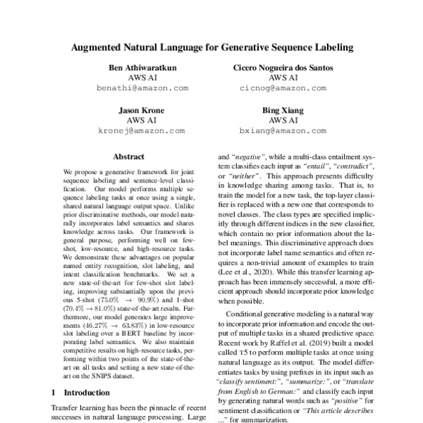 Augmented Natural Language for Generative Sequence Labeling - ACL Anthology
