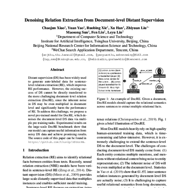 Denoising Relation Extraction from Document-level Distant Supervision - ACL Anthology