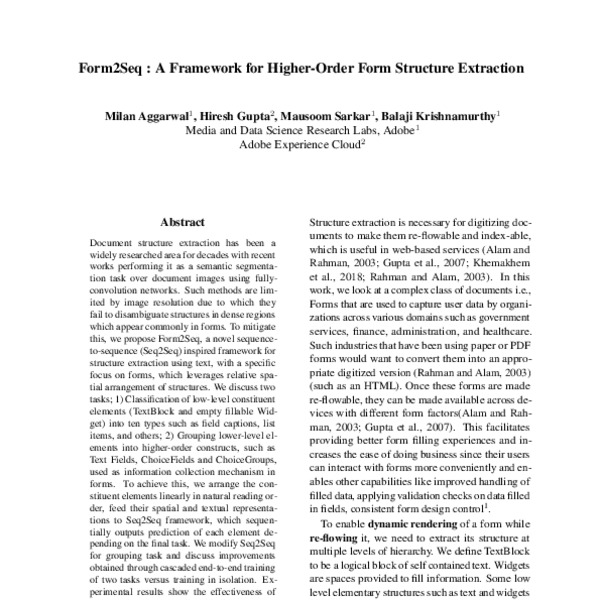 Form2Seq : A Framework for Higher-Order Form Structure Extraction - ACL ...