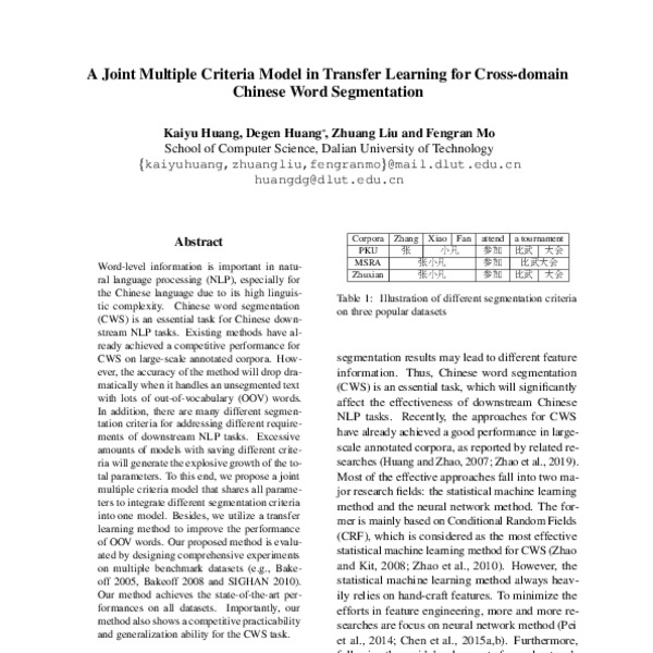 A Joint Multiple Criteria Model in Transfer Learning for Cross-domain Chinese Word Segmentation ...