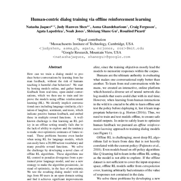 Human-centric dialog training via offline reinforcement learning - ACL Anthology
