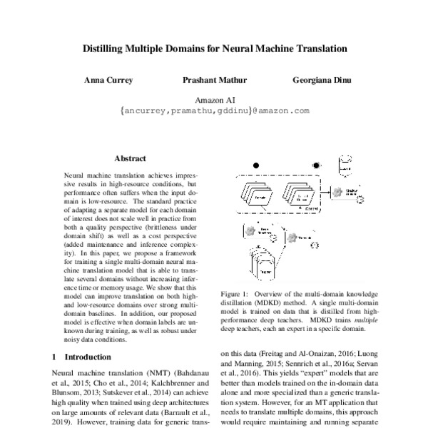 Distilling Multiple Domains for Neural Machine Translation - ACL Anthology