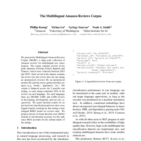 The Multilingual Amazon Reviews Corpus - ACL Anthology