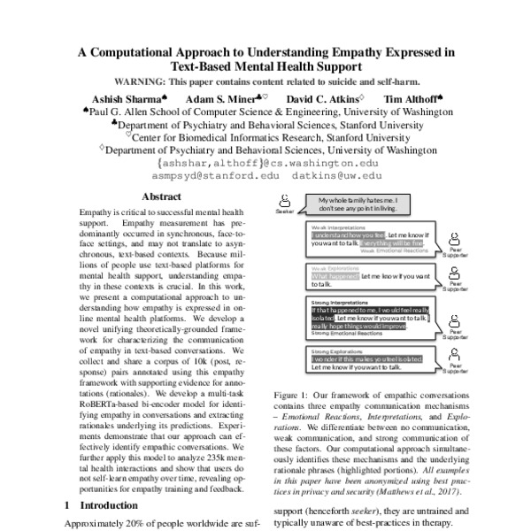 A Computational Approach to Understanding Empathy Expressed in Text-Based Mental Health Support ...