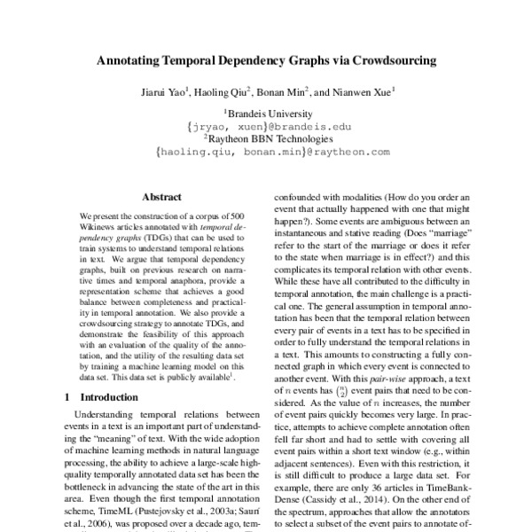 Annotating Temporal Dependency Graphs Via Crowdsourcing Acl Anthology