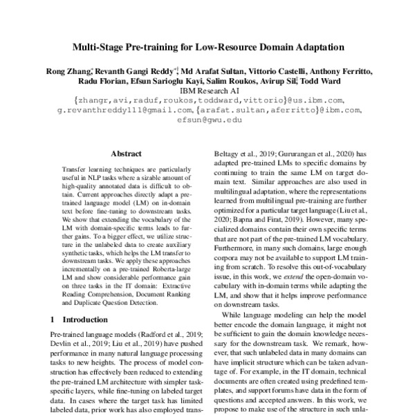 Multi-Stage Pre-training for Low-Resource Domain Adaptation - ACL Anthology