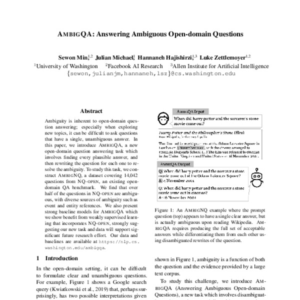AmbigQA: Answering Ambiguous Open-domain Questions - ACL Anthology