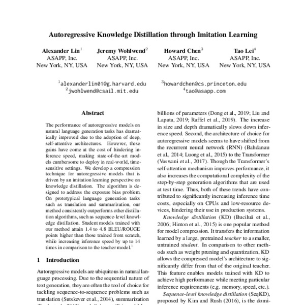 Autoregressive Knowledge Distillation through Imitation Learning - ACL Anthology