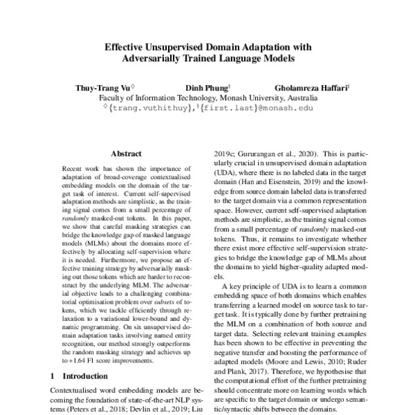 Effective Unsupervised Domain Adaptation With Adversarially Trained Language Models Acl Anthology