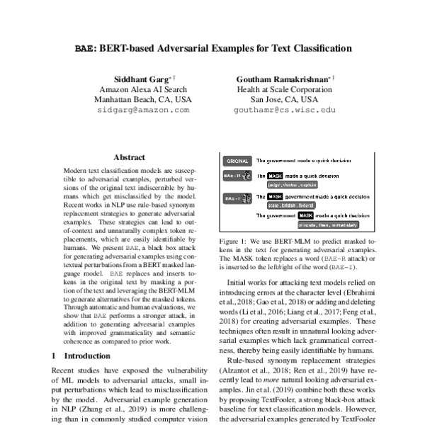 Bae Bert Based Adversarial Examples For Text Classification Acl Anthology