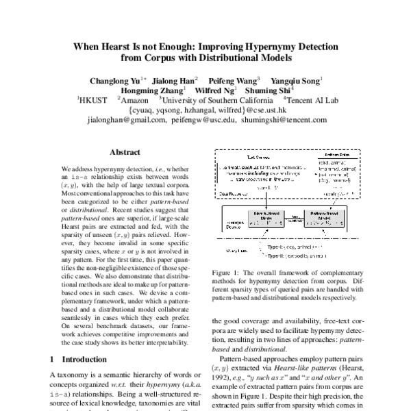 When Hearst Is not Enough: Improving Hypernymy Detection from Corpus with Distributional Models ...