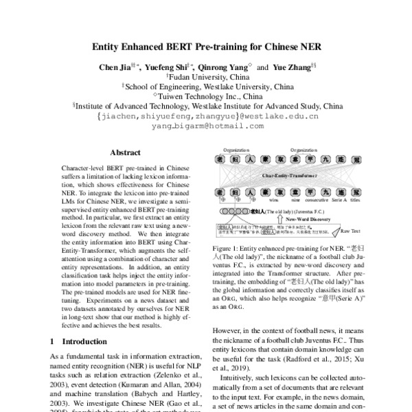 Entity Enhanced BERT Pre-training for Chinese NER - ACL Anthology