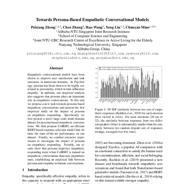 Towards Persona-Based Empathetic Conversational Models - ACL Anthology