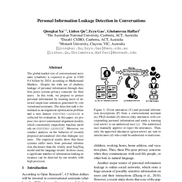 Personal Information Leakage Detection in Conversations - ACL Anthology