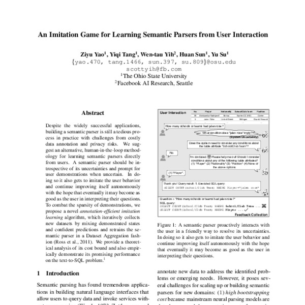 An Imitation Game for Learning Semantic Parsers from User Interaction - ACL Anthology