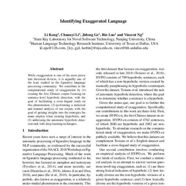 Identifying Exaggerated Language - ACL Anthology