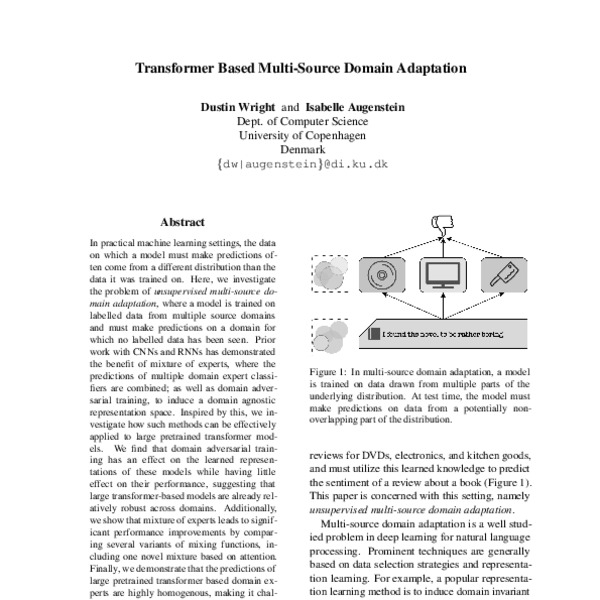 Transformer Based Multi Source Domain Adaptation Acl Anthology