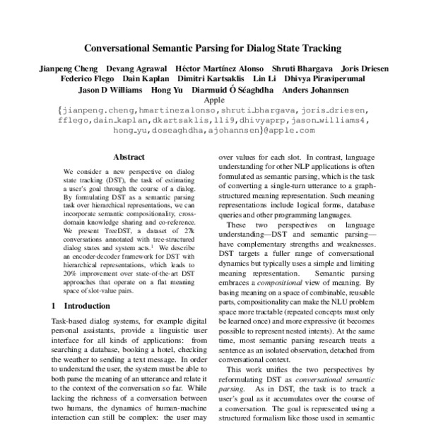 Conversational Semantic Parsing for Dialog State Tracking - ACL Anthology