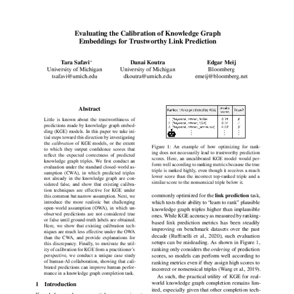 Evaluating The Calibration Of Knowledge Graph Embeddings For Trustworthy Link Prediction Acl