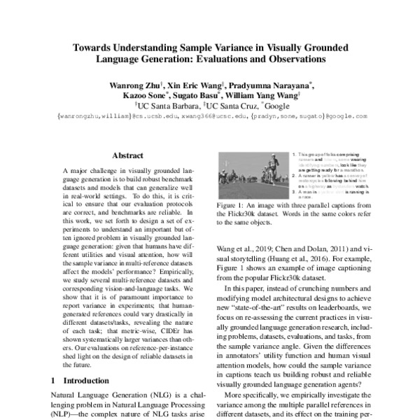 Towards Understanding Sample Variance in Visually Grounded Language Generation: Evaluations and ...