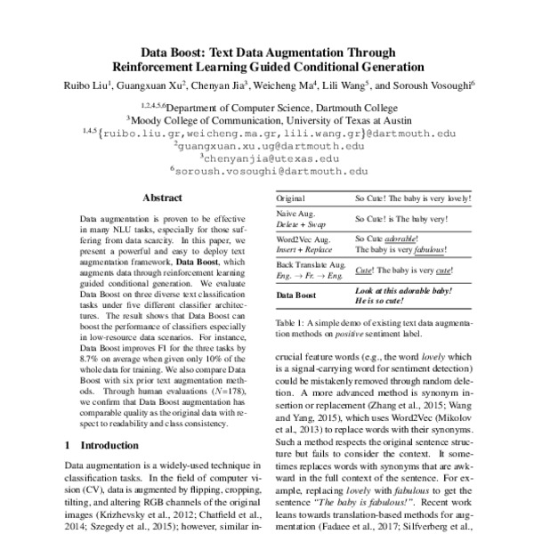 Data Boost Text Data Augmentation Through Reinforcement Learning Guided Conditional Generation