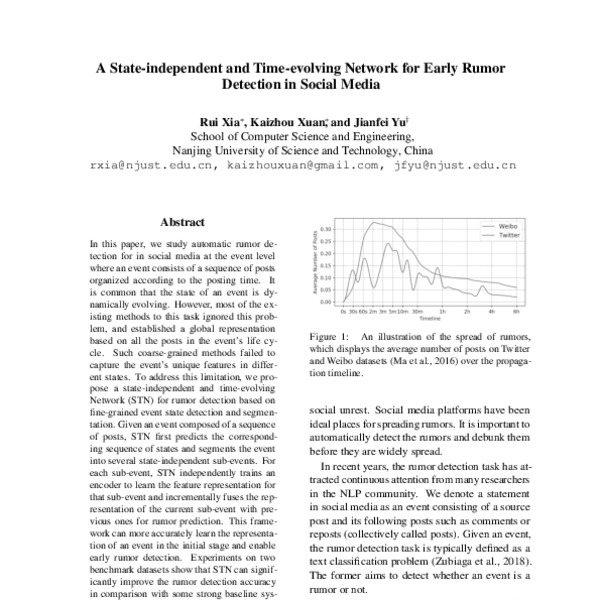 A State-independent and Time-evolving Network for Early Rumor Detection in Social Media - ACL ...