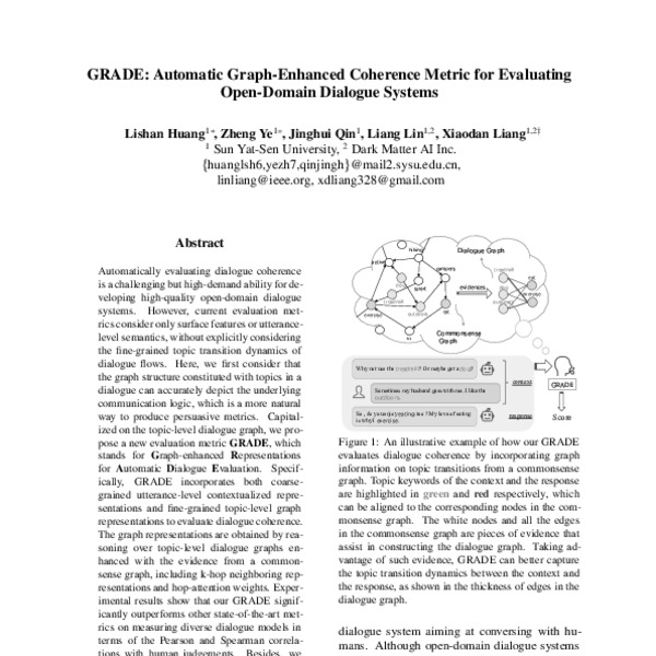 GRADE: Automatic Graph-Enhanced Coherence Metric for Evaluating Open-Domain Dialogue Systems ...