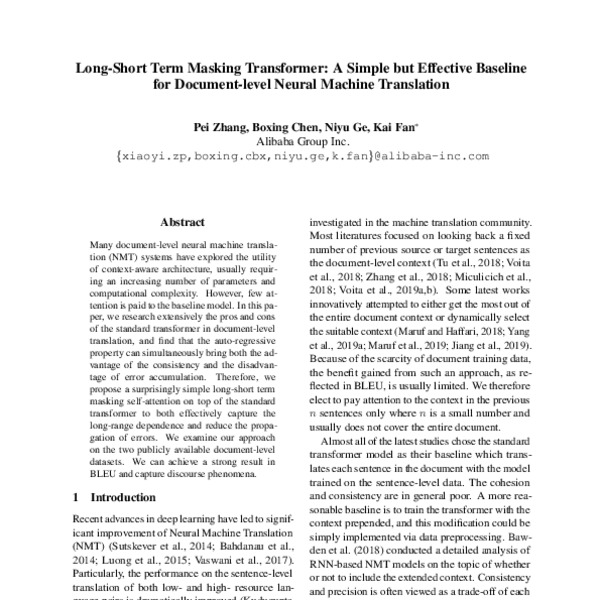 Long Short Term Masking Transformer A Simple But Effective Baseline For Document Level Neural
