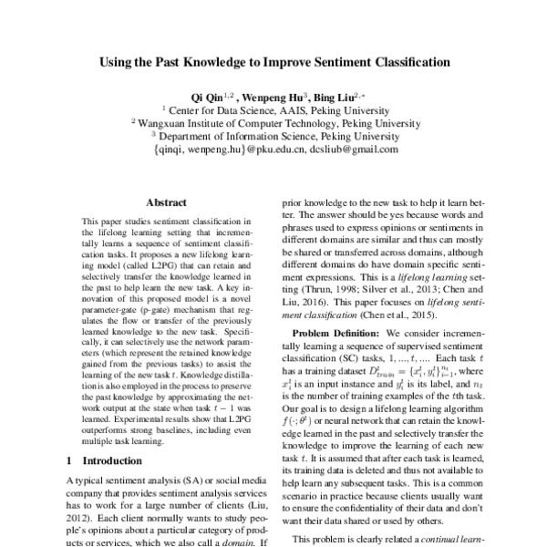 Using the Past Knowledge to Improve Sentiment Classification - ACL Anthology