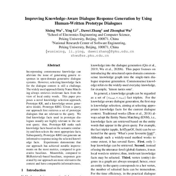 Improving Knowledge Aware Dialogue Response Generation By Using Human Written Prototype