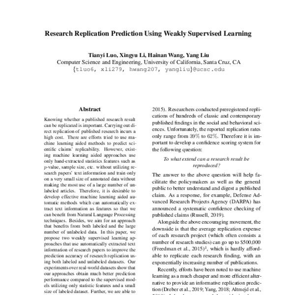 Research Replication Prediction Using Weakly Supervised Learning Acl Anthology