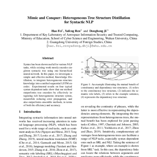 Mimic and Conquer: Heterogeneous Tree Structure Distillation for Syntactic NLP - ACL Anthology