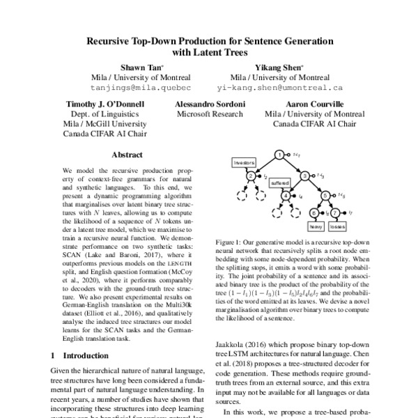 Recursive Top-Down Production for Sentence Generation with Latent Trees - ACL Anthology