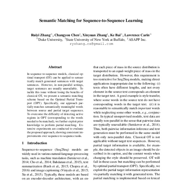 Semantic Matching for Sequence-to-Sequence Learning - ACL Anthology